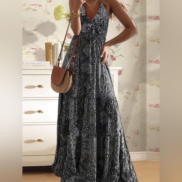 Dresses | Boho Print Spaghetti Strap Maxi Dress | Poshmark
